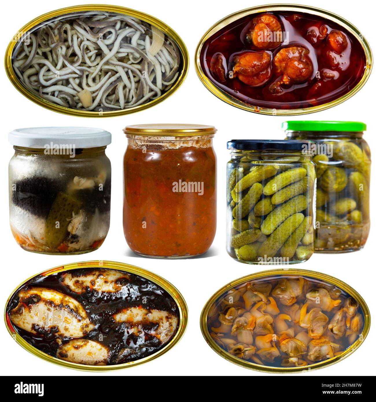 Set of various preserves isolated Stock Photo - Alamy