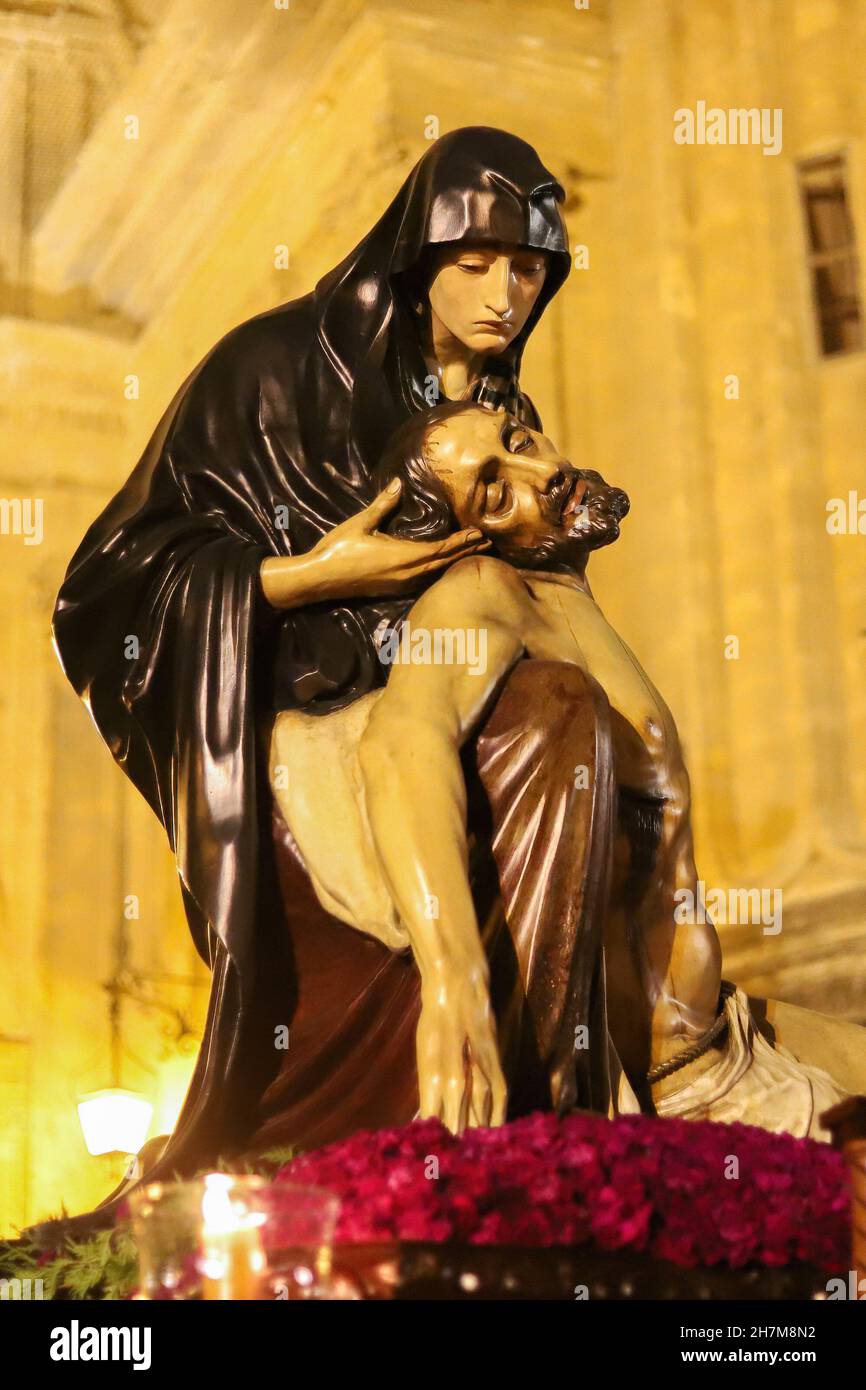 The sacred image of La Piedad of Cofradia de la Piedad is seen during ...
