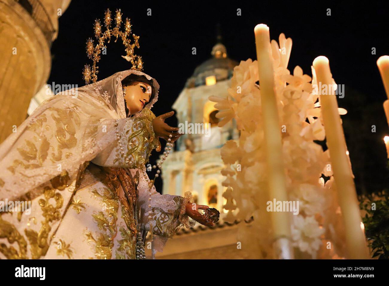 The sacred image of Virgen del Rocio of Cofradia del Rocio is seen ...