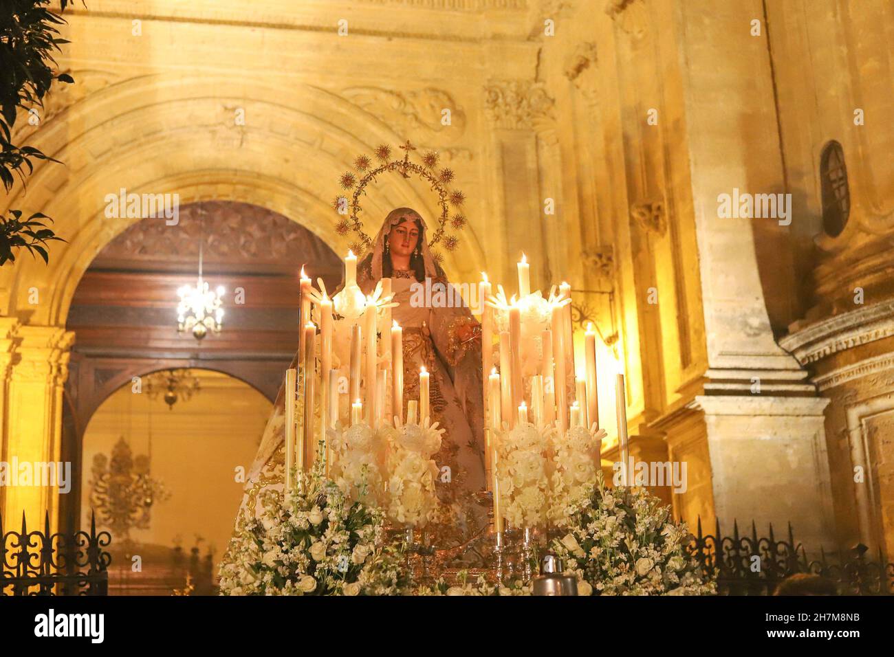 The sacred image of Virgen del Rocio of Cofradia del Rocio is seen ...