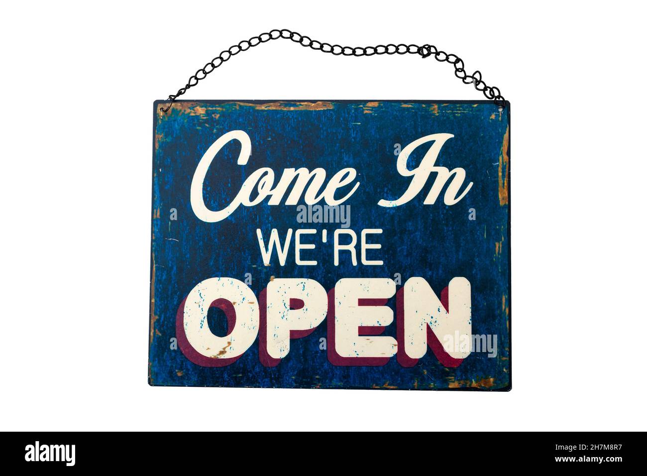 Open for business sign and welcome message in a store concept theme ...