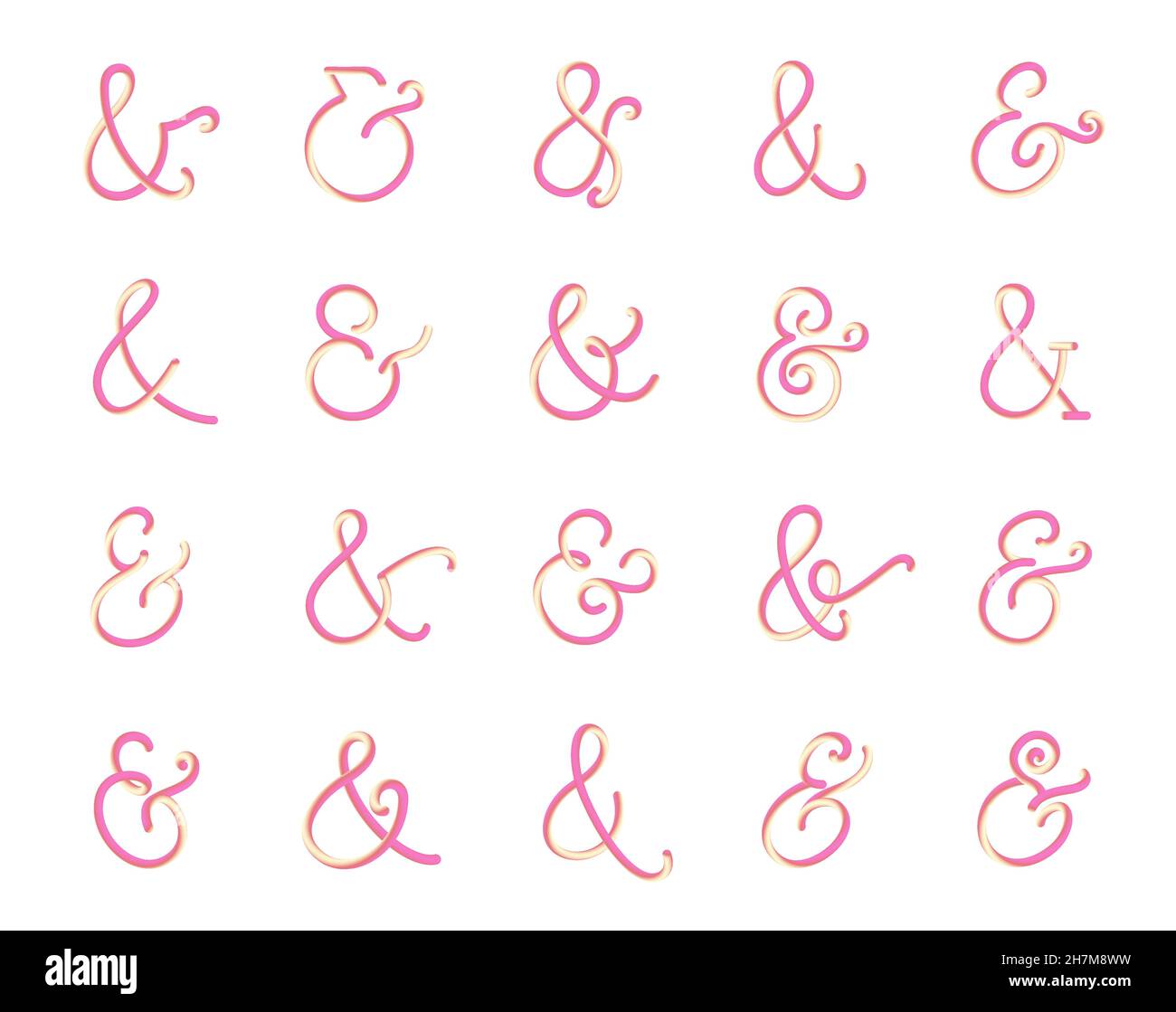 Set of elegant ampersand symbols. And sign collection. Custom 3d ...