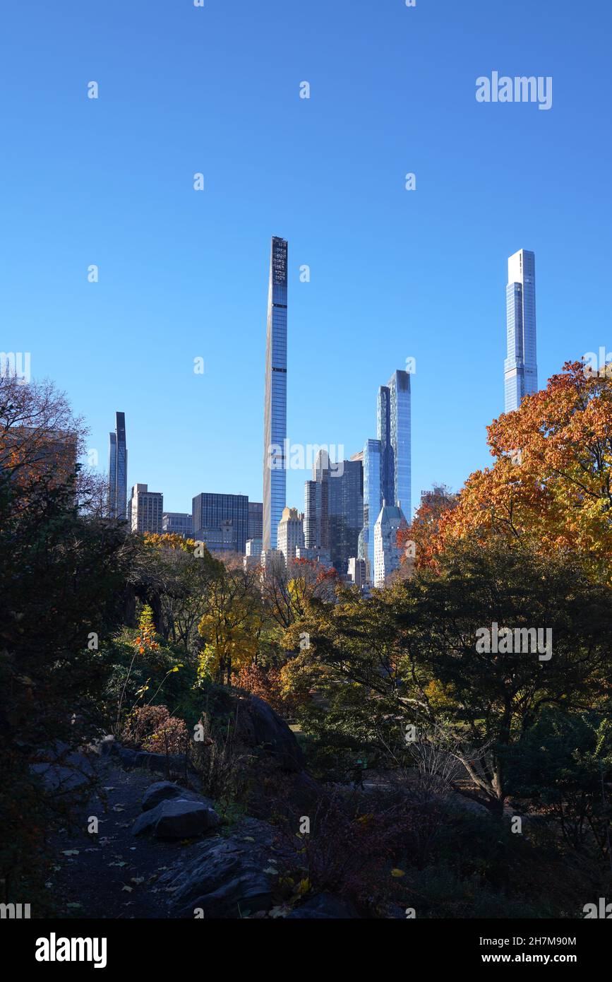 Billionaires’ Row, luxury skyscrapers along Central Park South in New ...