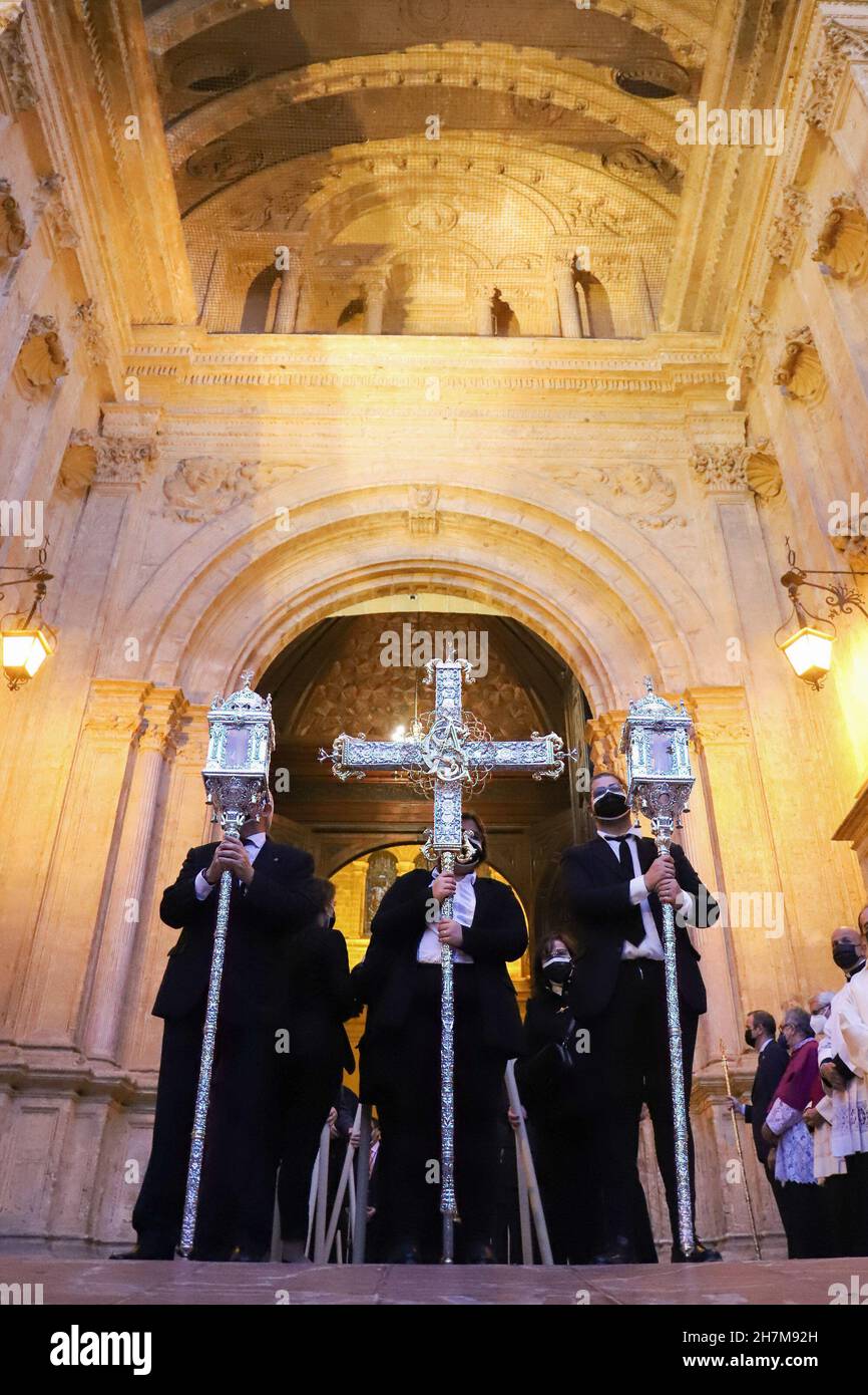 Malaga, Spain. 19th Nov, 2021. Altar servers carry the processional ...