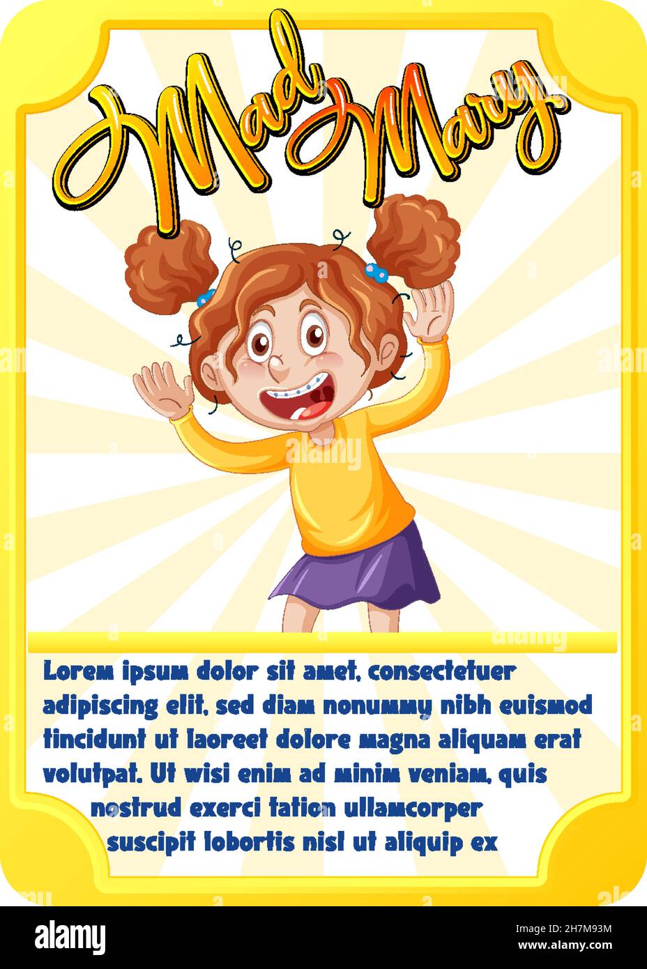 Character game card template with word Mad Mary illustration Stock ...
