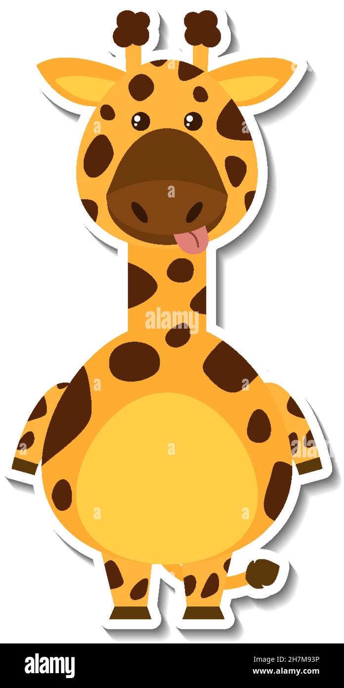 Chubby giraffe animal cartoon sticker illustration Stock Vector Image ...