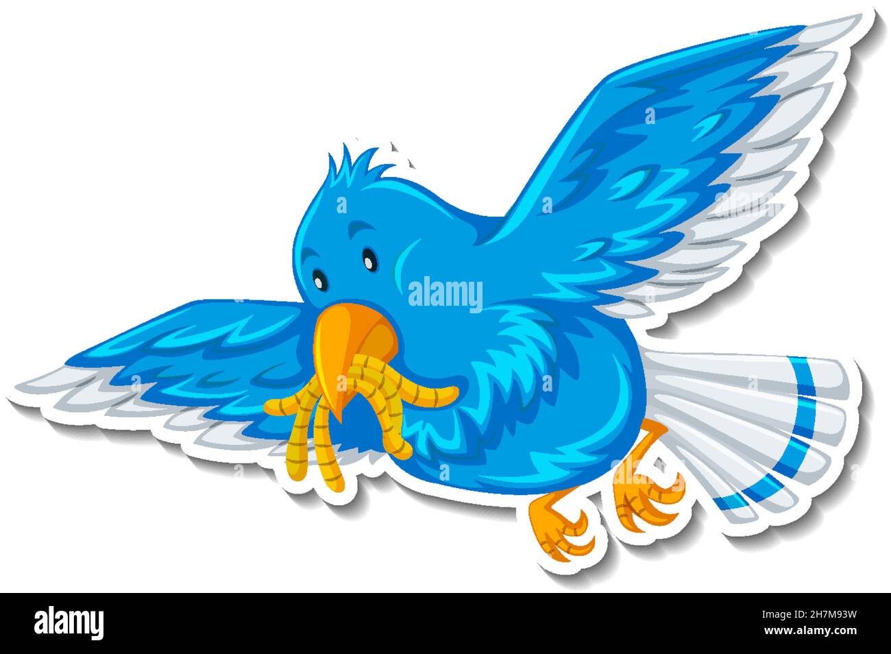 Cute blue bird animal cartoon sticker illustration Stock Vector Image ...