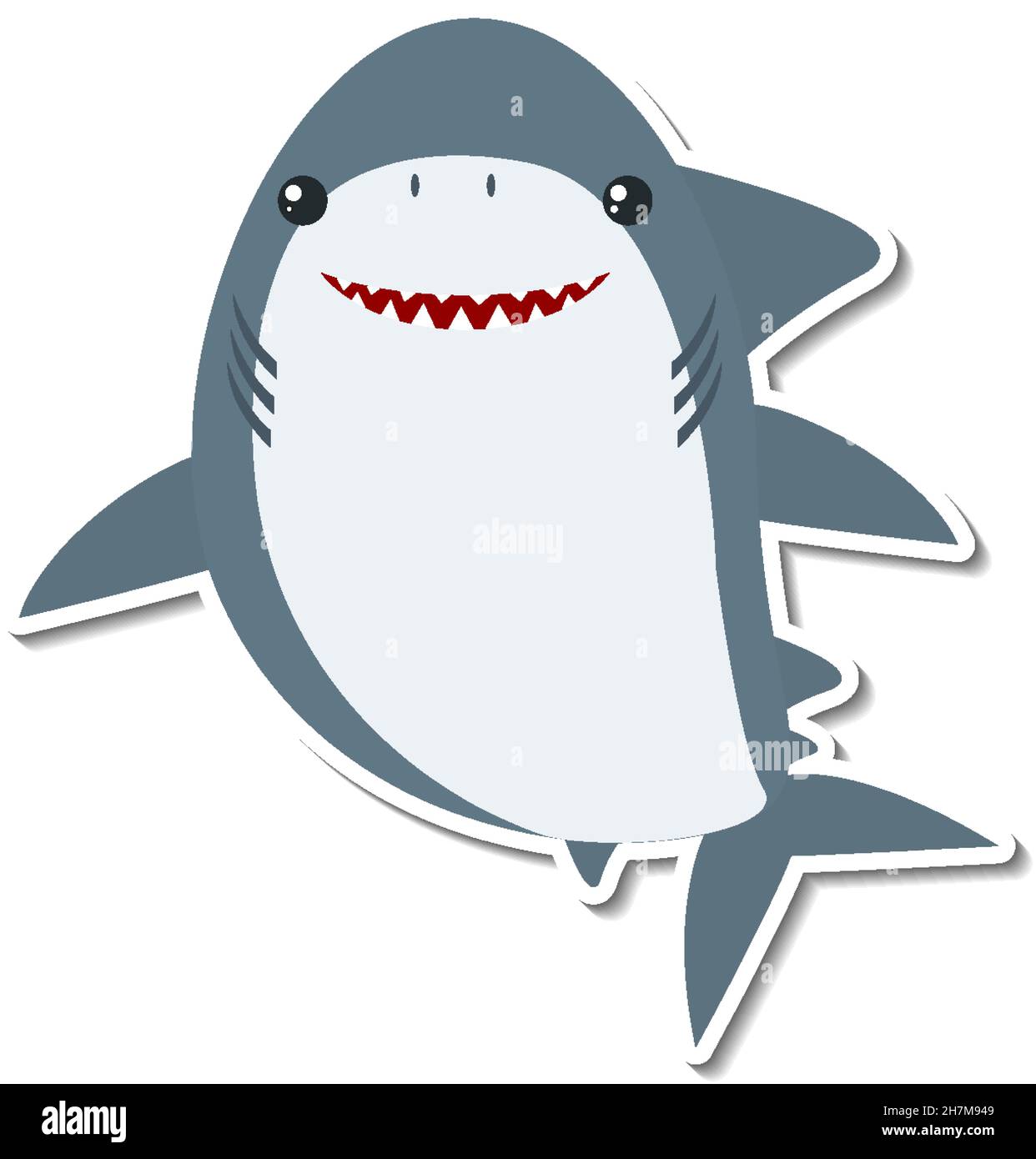 Chubby shark animal cartoon sticker illustration Stock Vector Image ...
