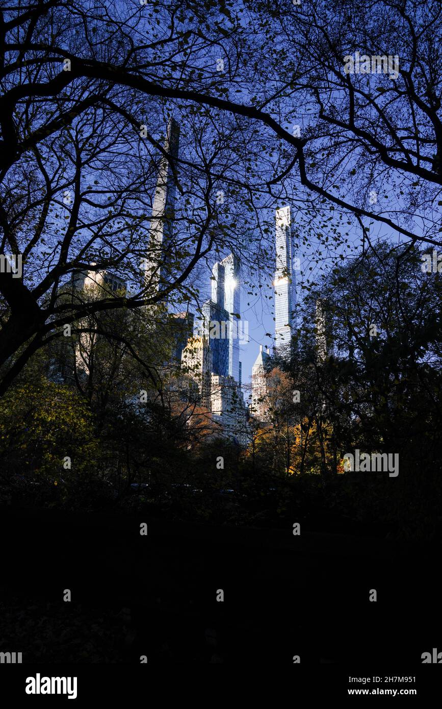 Billionaires’ Row, luxury skyscrapers along Central Park South in New ...