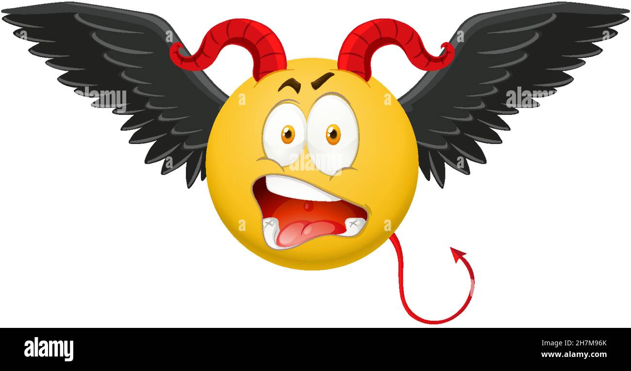 Devil emoticon with facial expression illustration Stock Vector Image ...