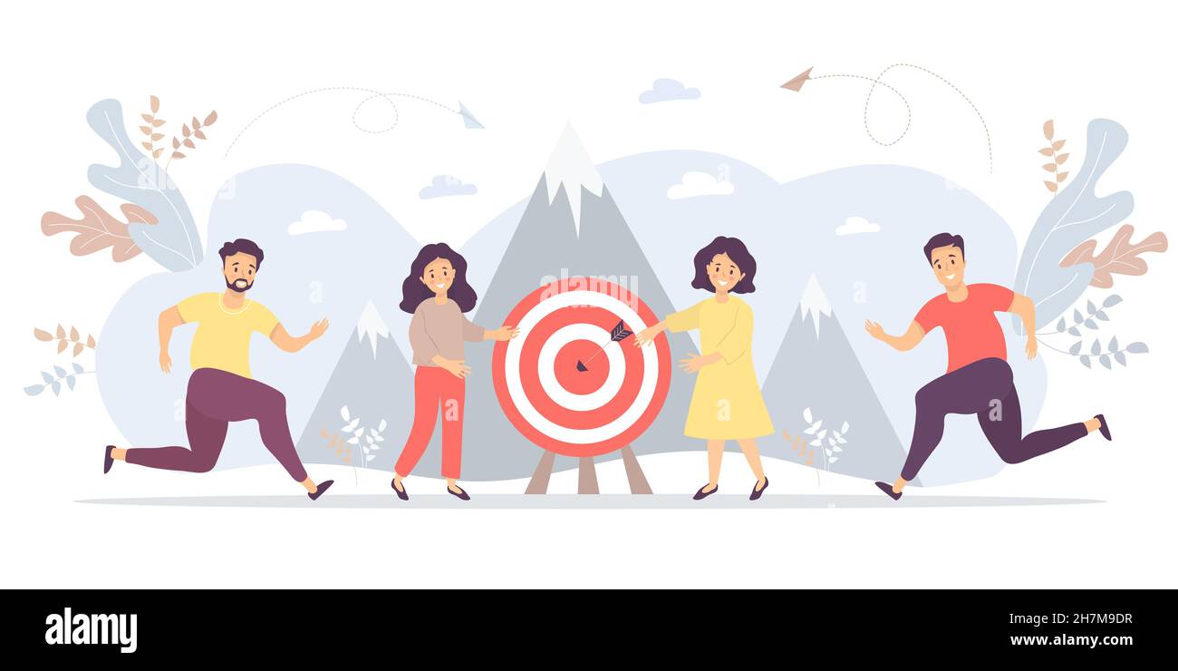 Business Concept - People are moving towards goal, movement and ...