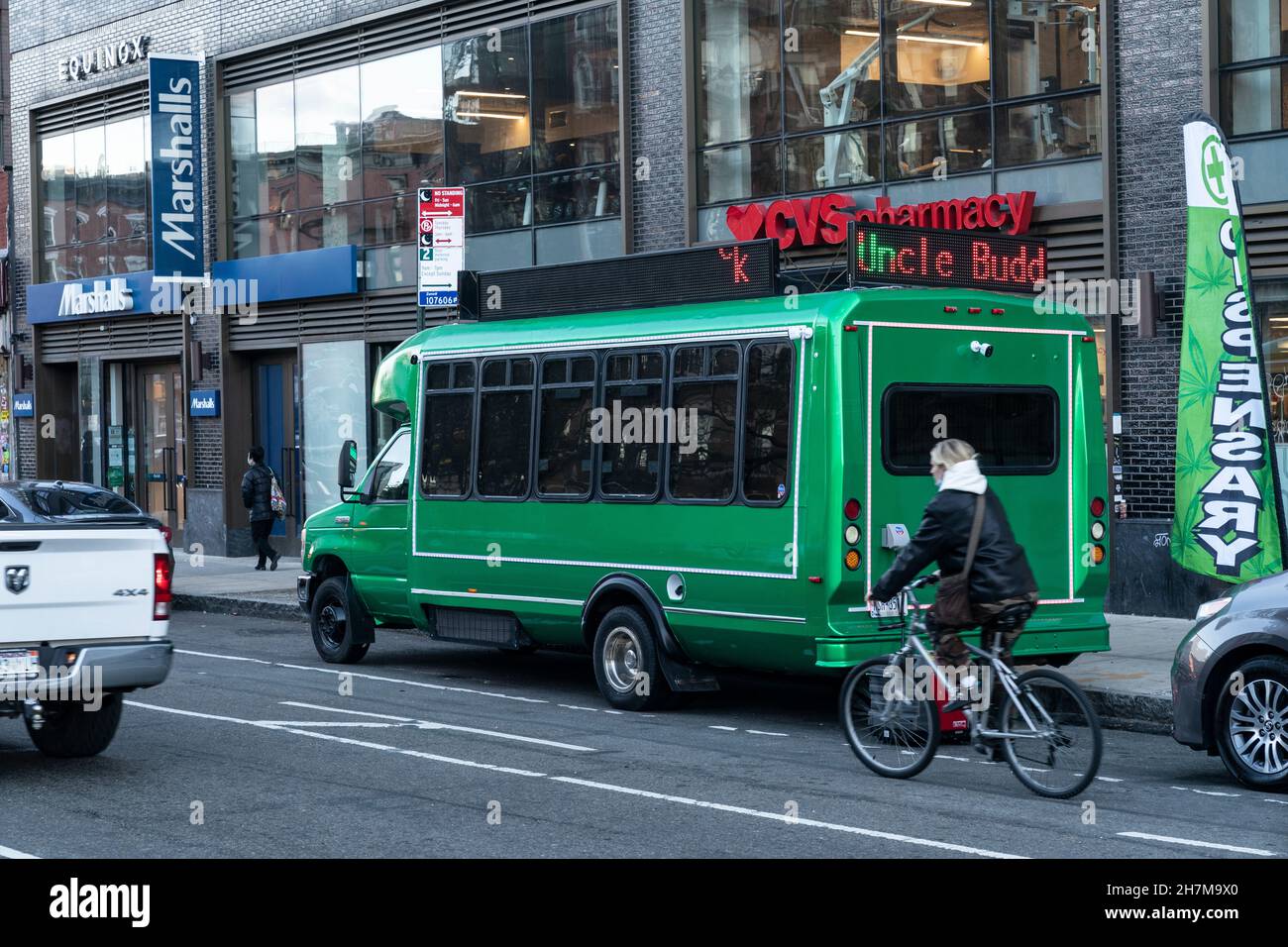 New York, NY - November 23, 2021: THC The green truck Uncle Budd as ...