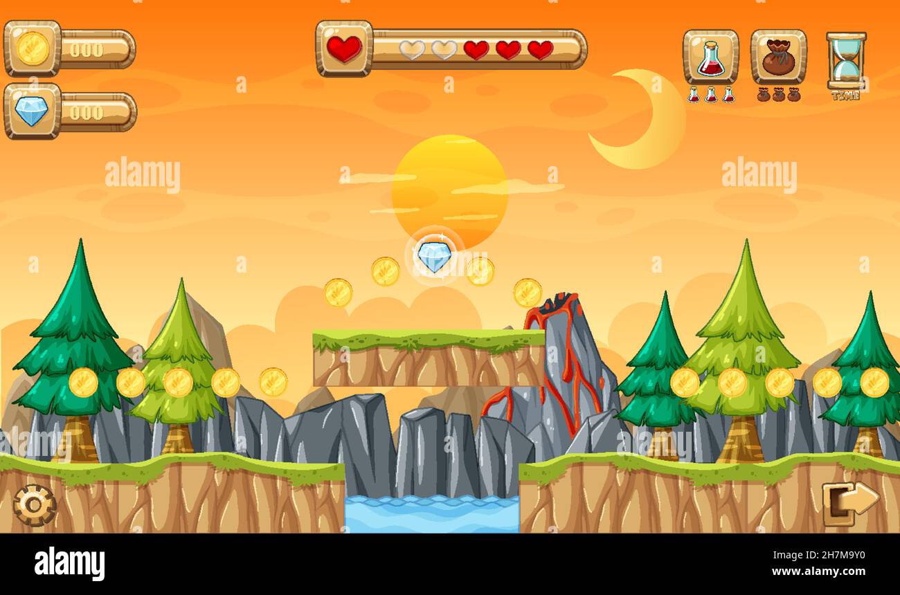 Game Template Forest Scene illustration Stock Vector Image & Art - Alamy