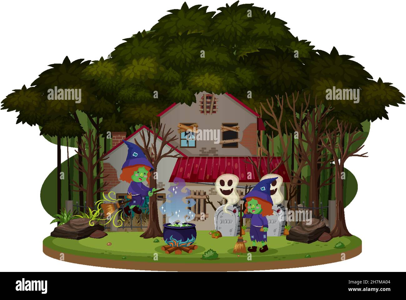 Witch house in the dark forest illustration Stock Vector Image & Art ...