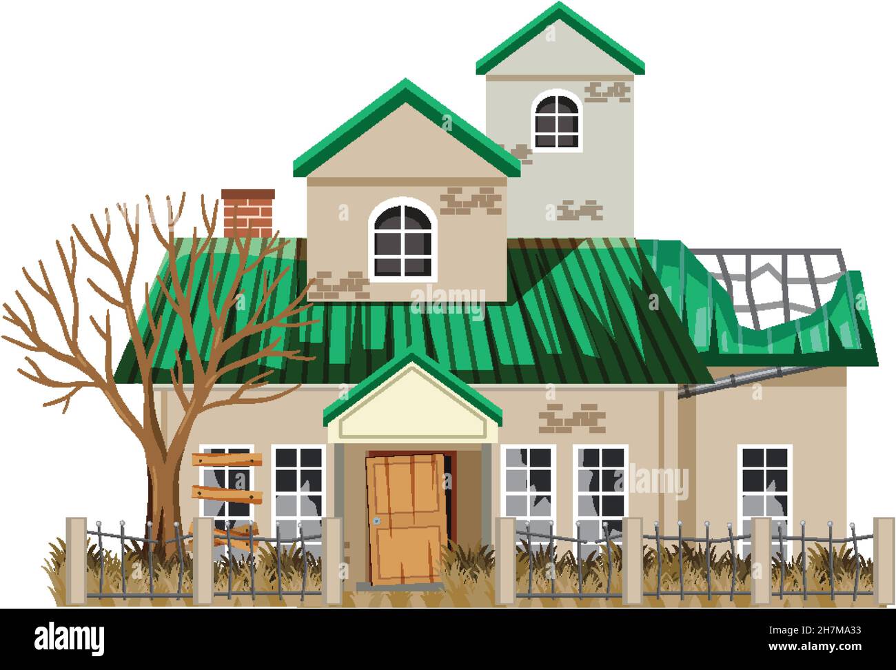 Isolated Old Broken House In The Rural Illustration Stock Vector Image And Art Alamy
