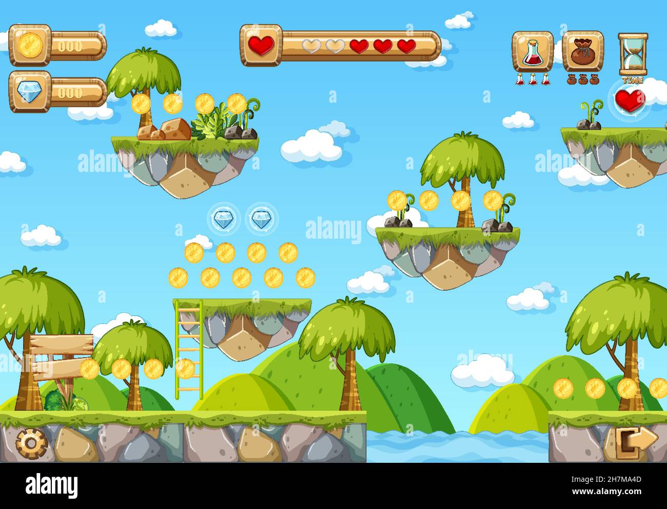 Game Template Nature Forest Scene illustration Stock Vector Image & Art ...