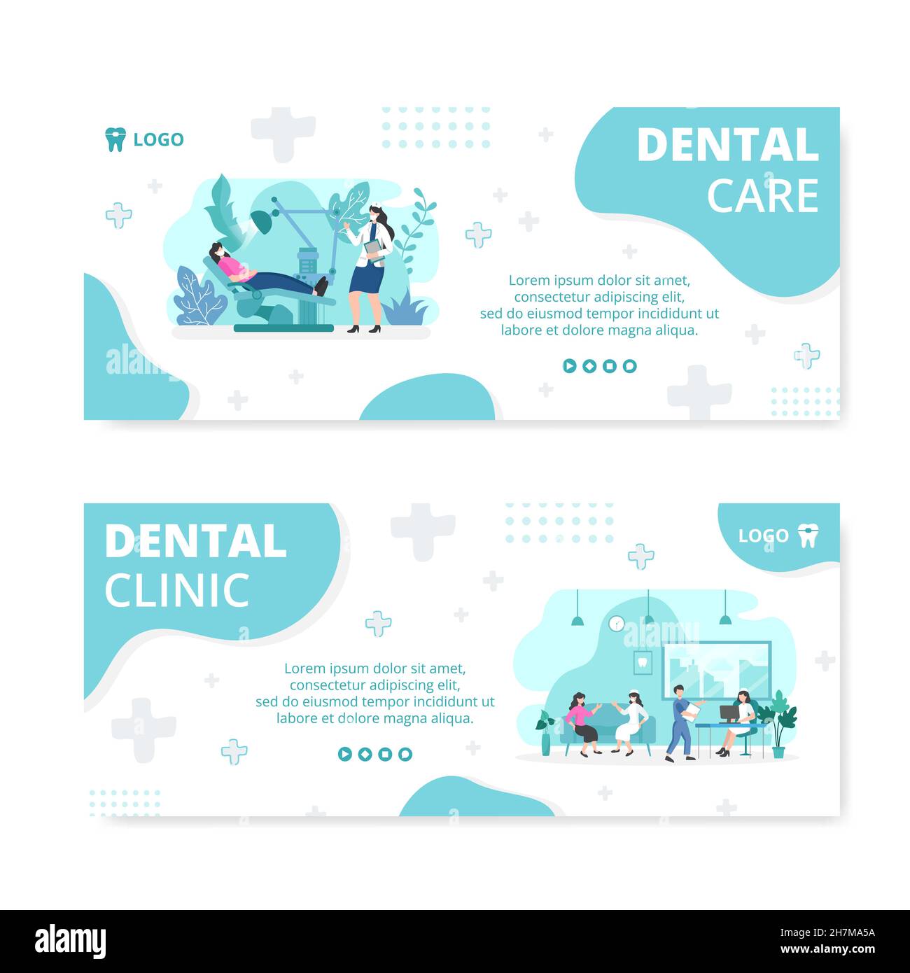 Dental Flat Design Illustration Banner Editable of Square Background ...