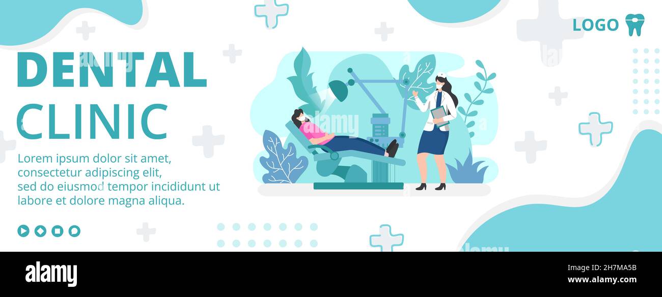 Dental Flat Design Illustration Cover Editable of Square Background ...