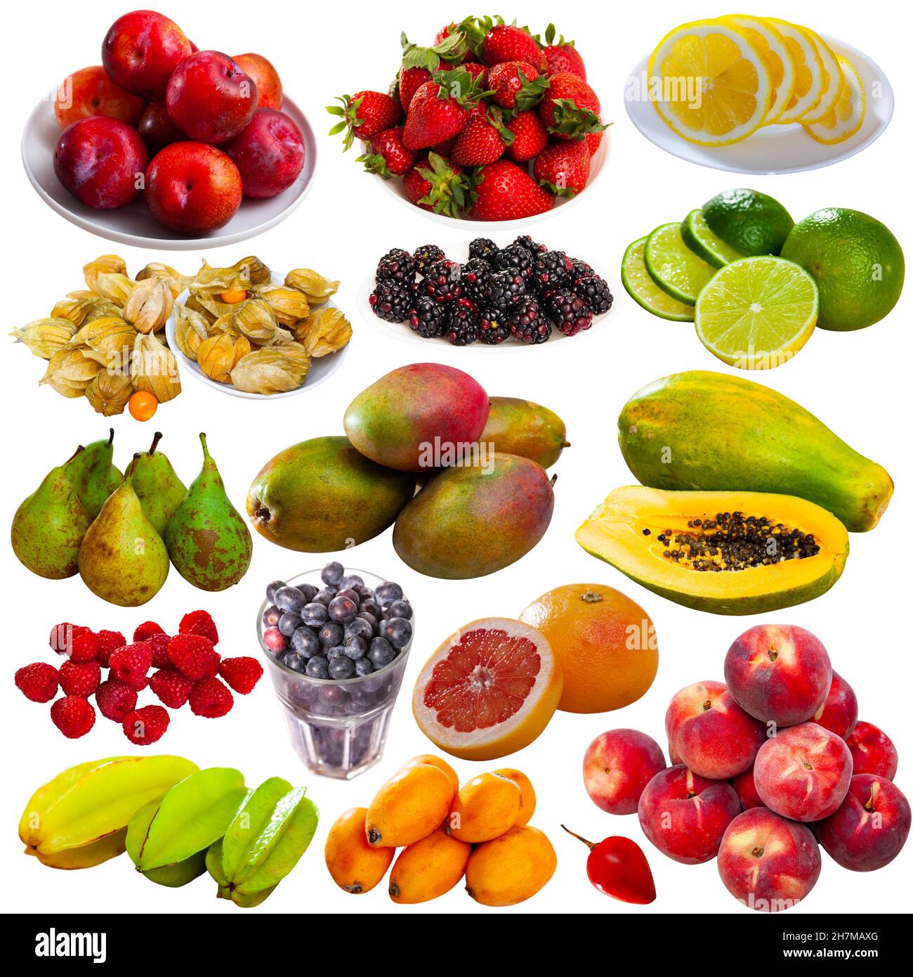 Collage set strawberry cherry Cut Out Stock Images & Pictures - Alamy