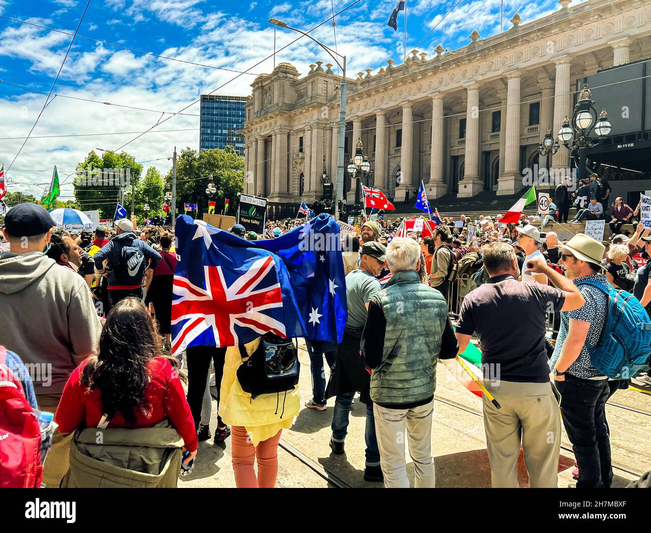 Melbourne, Victoria Australia - November 20 2021: Freedom March and ...