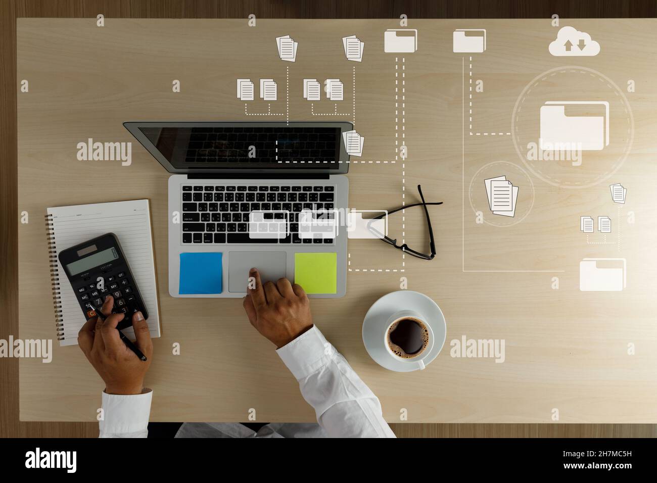 Businessman manage files documentation working modern computer Document ...