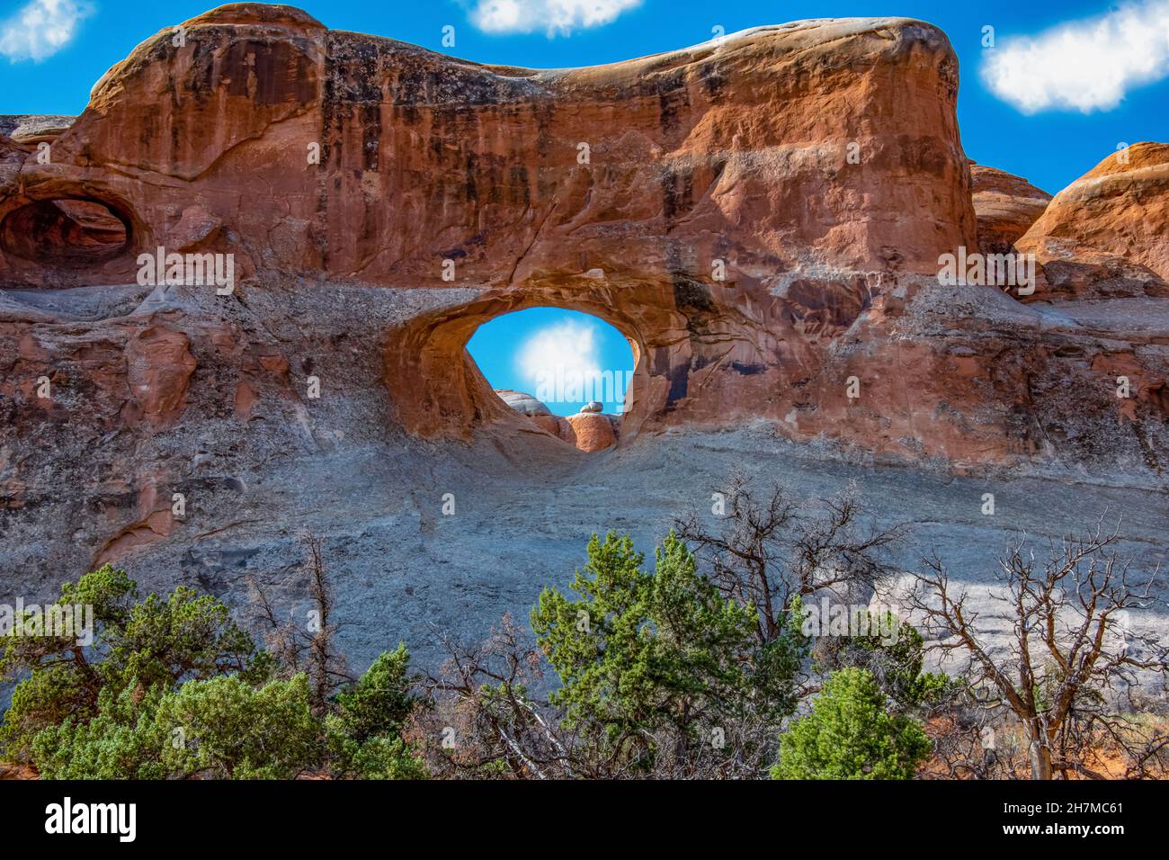 Tunnel arch in the Devils Garden in Arches National Park Stock Photo ...