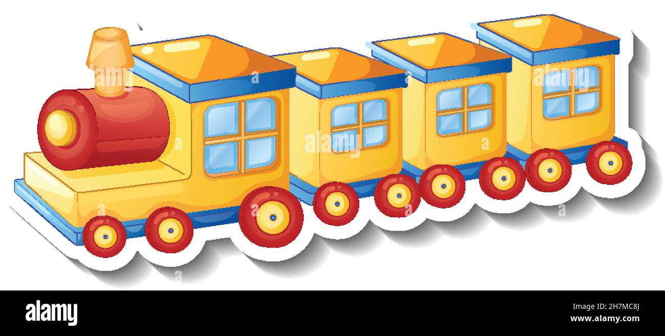 Yellow train toy cartoon sticker illustration Stock Vector Image & Art ...