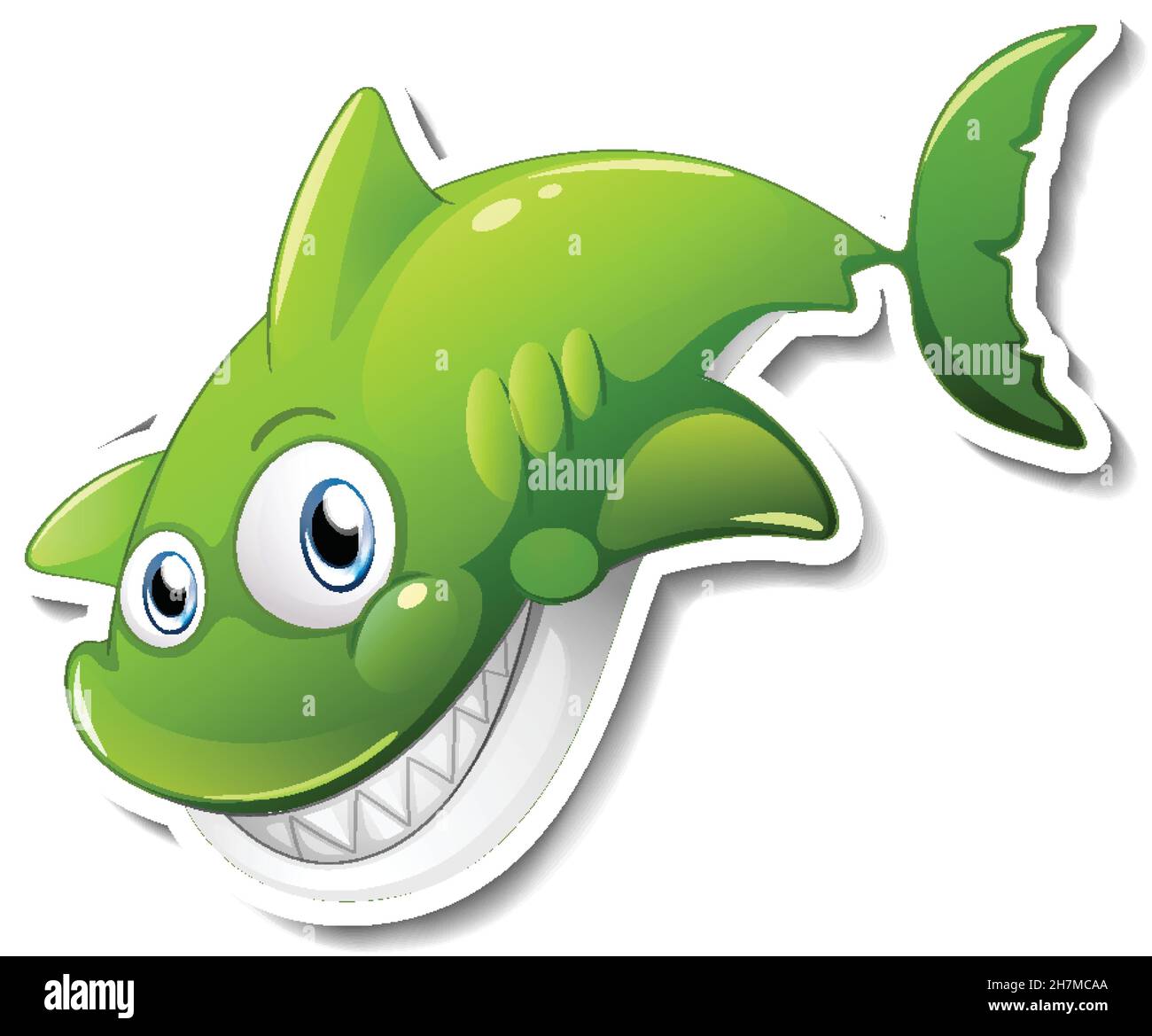 Smiling shark cartoon sticker illustration Stock Vector Image & Art - Alamy