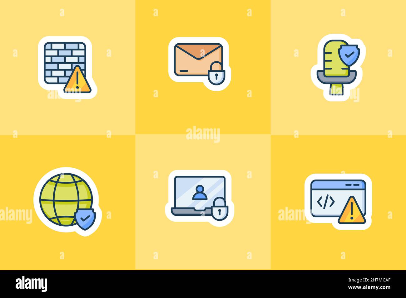 firewall email and podcast internet with laptop lock icon for sticker ...