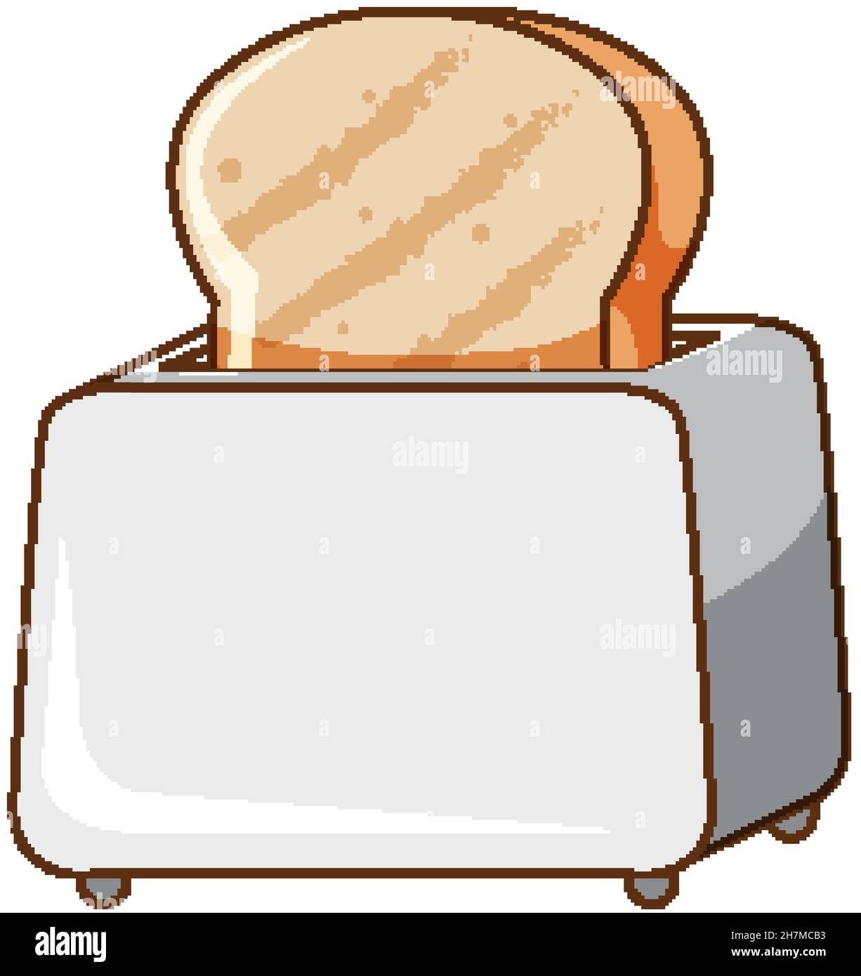 Bread toaster with toasted bread on white background illustration Stock ...