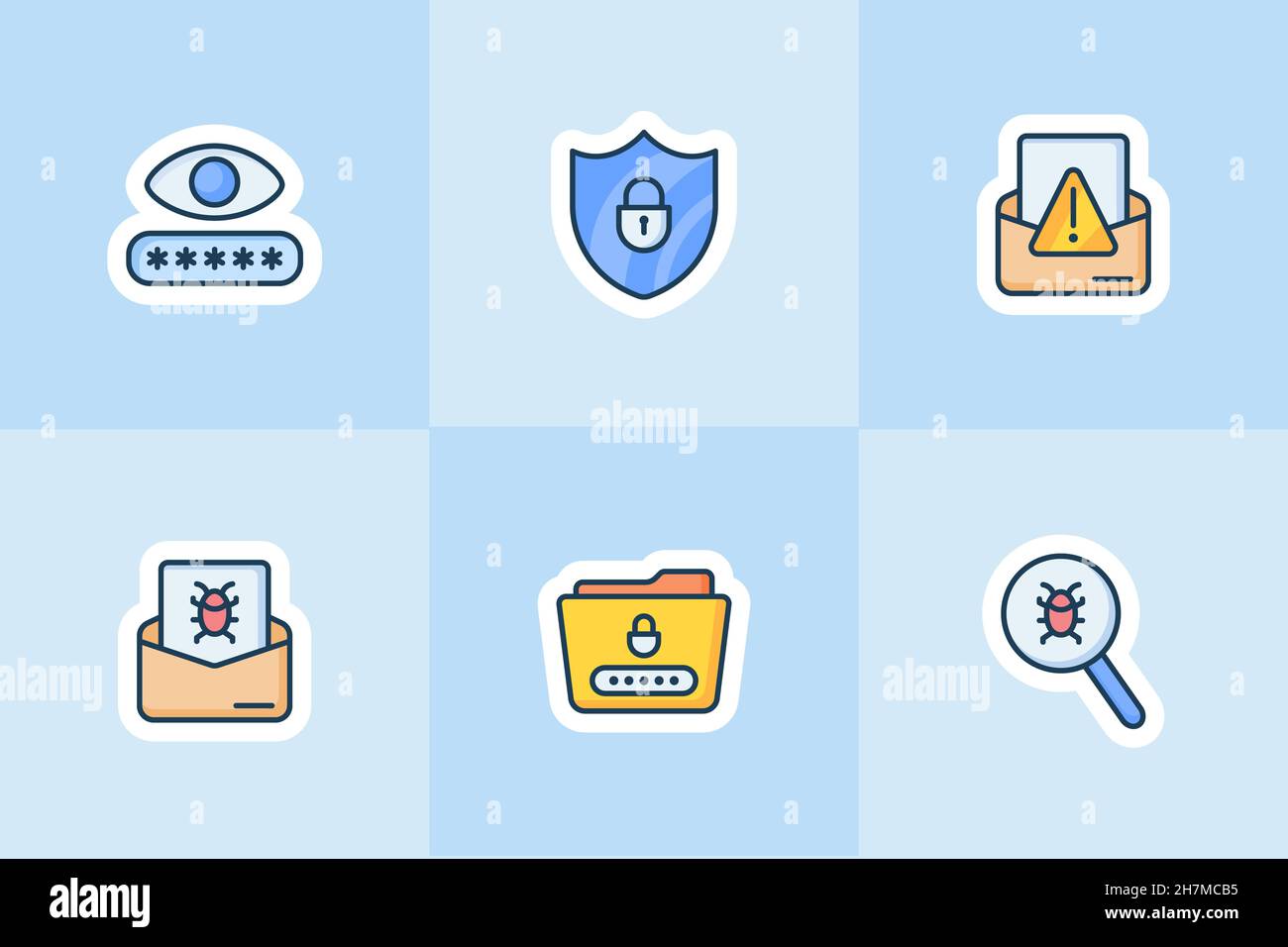password input security badge and email spam malware bugs icon for ...
