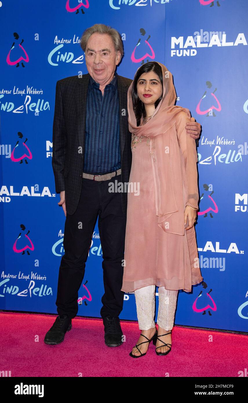 Andrew Lloyd Webber (L), and Malala Yousafzai (R) pose for a picture at ...