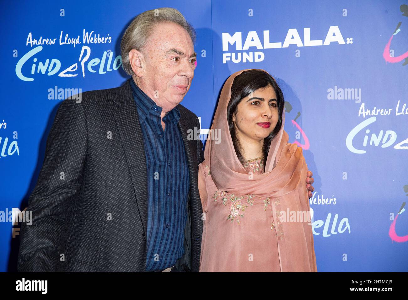 Andrew Lloyd Webber (L), and Malala Yousafzai (R) pose for a picture at ...