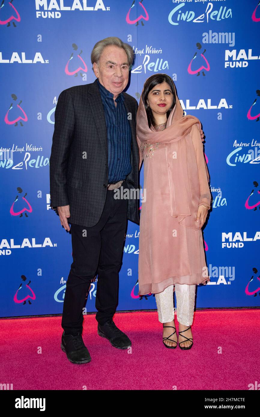 Andrew Lloyd Webber (L), and Malala Yousafzai (R) pose for a picture at ...