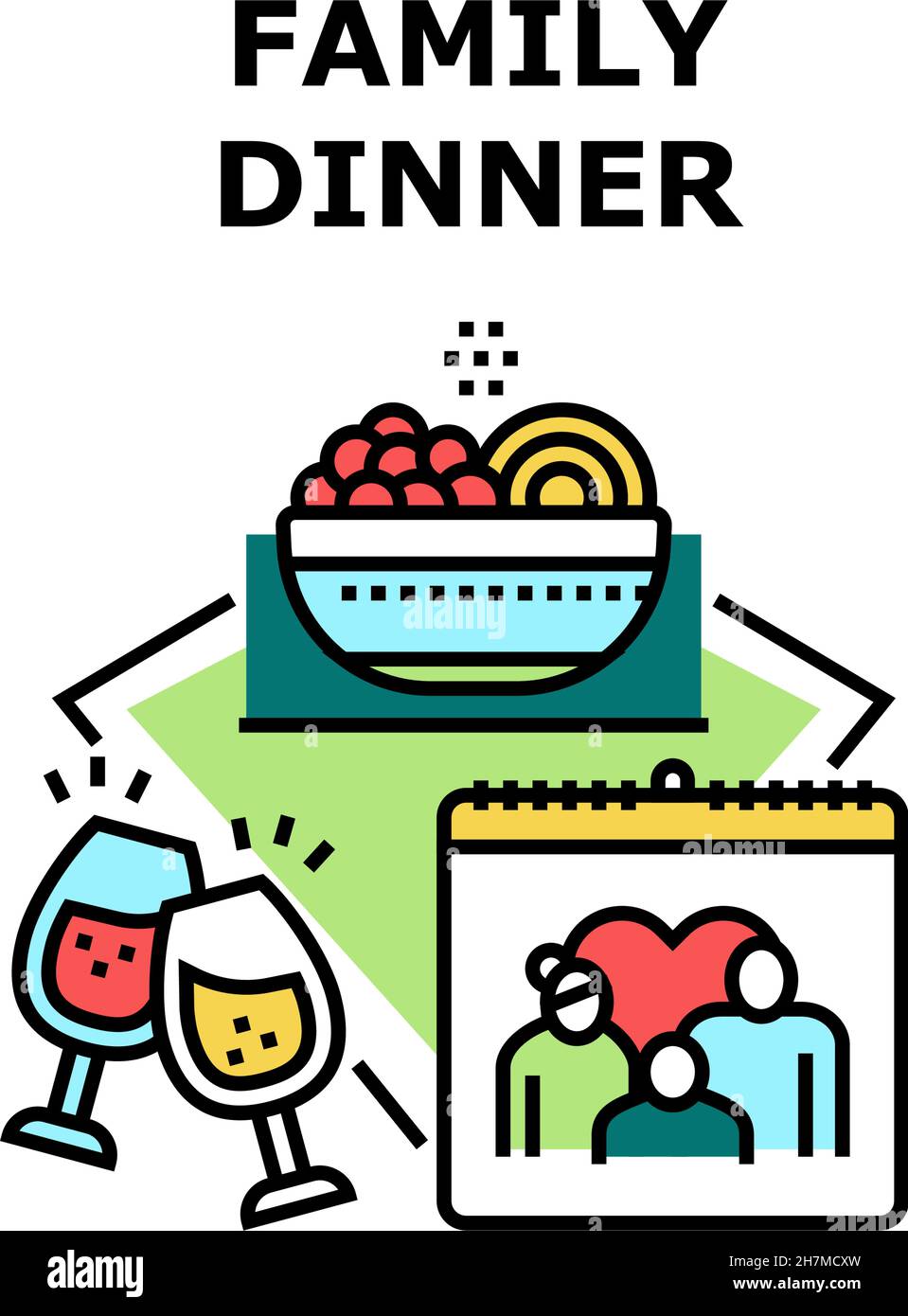 Family Dinner Vector Concept Color Illustration Stock Vector Image ...