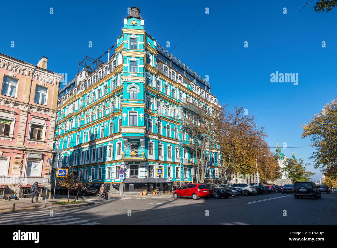 Kyiv, Ukraine - October 15, 2021: Street view of Kyiv at day with an ...