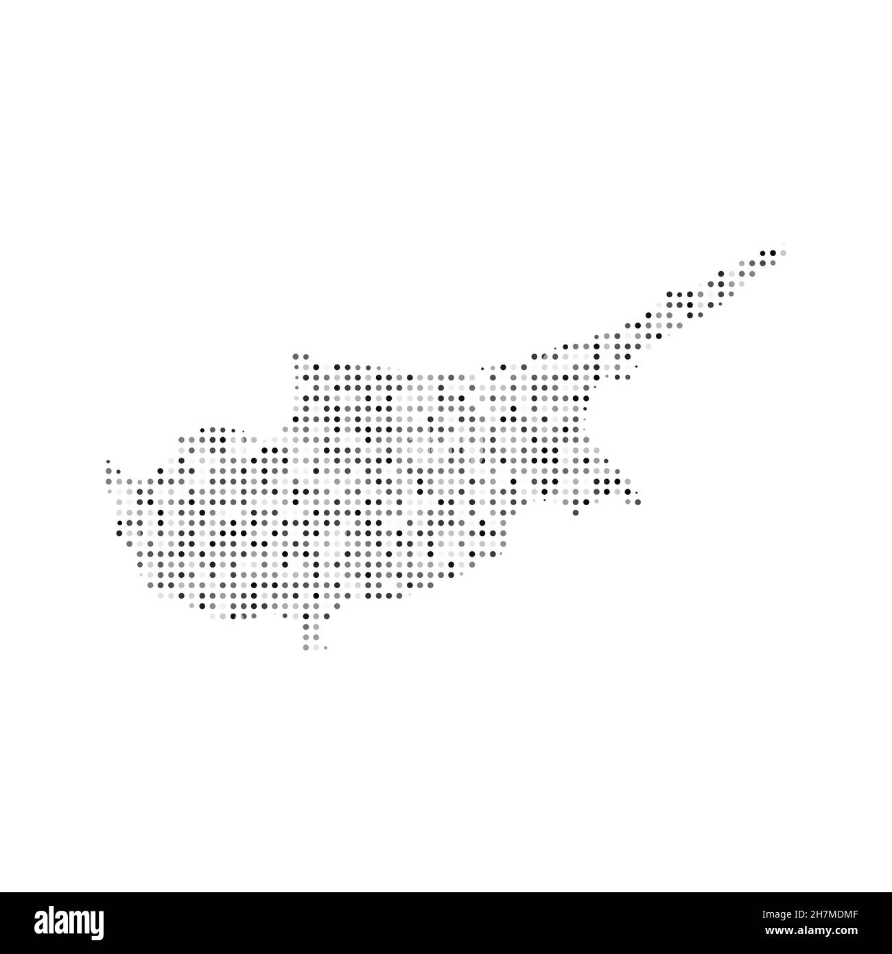 Abstract dotted black and white halftone effect vector map of Cyprus ...