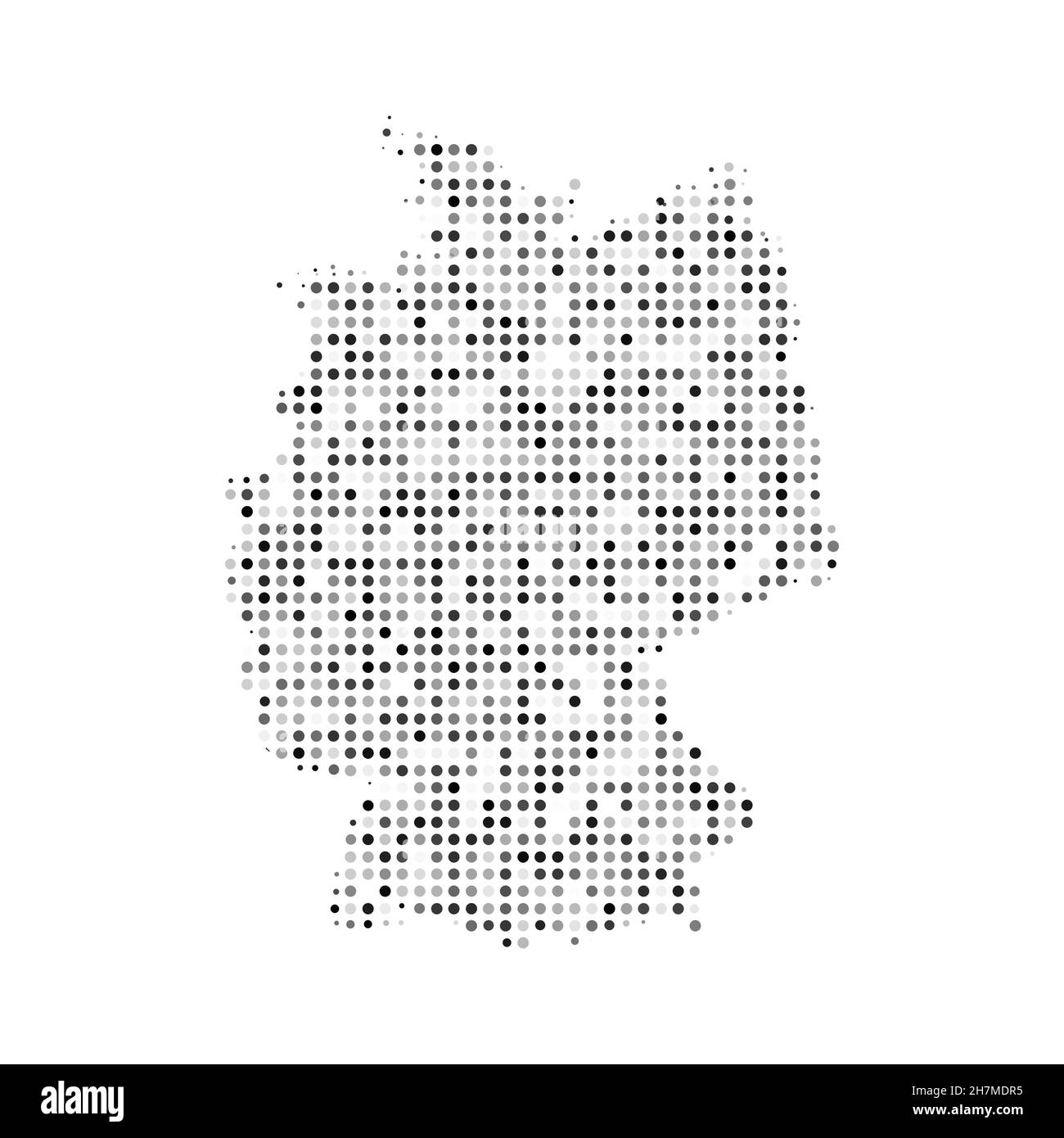 Abstract dotted black and white halftone effect vector map of Germany ...