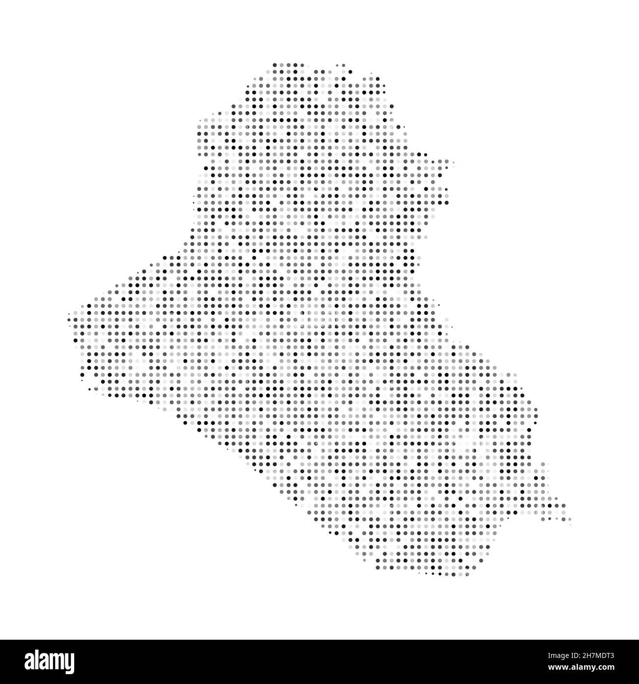 Abstract dotted black and white halftone effect vector map of Iraq ...