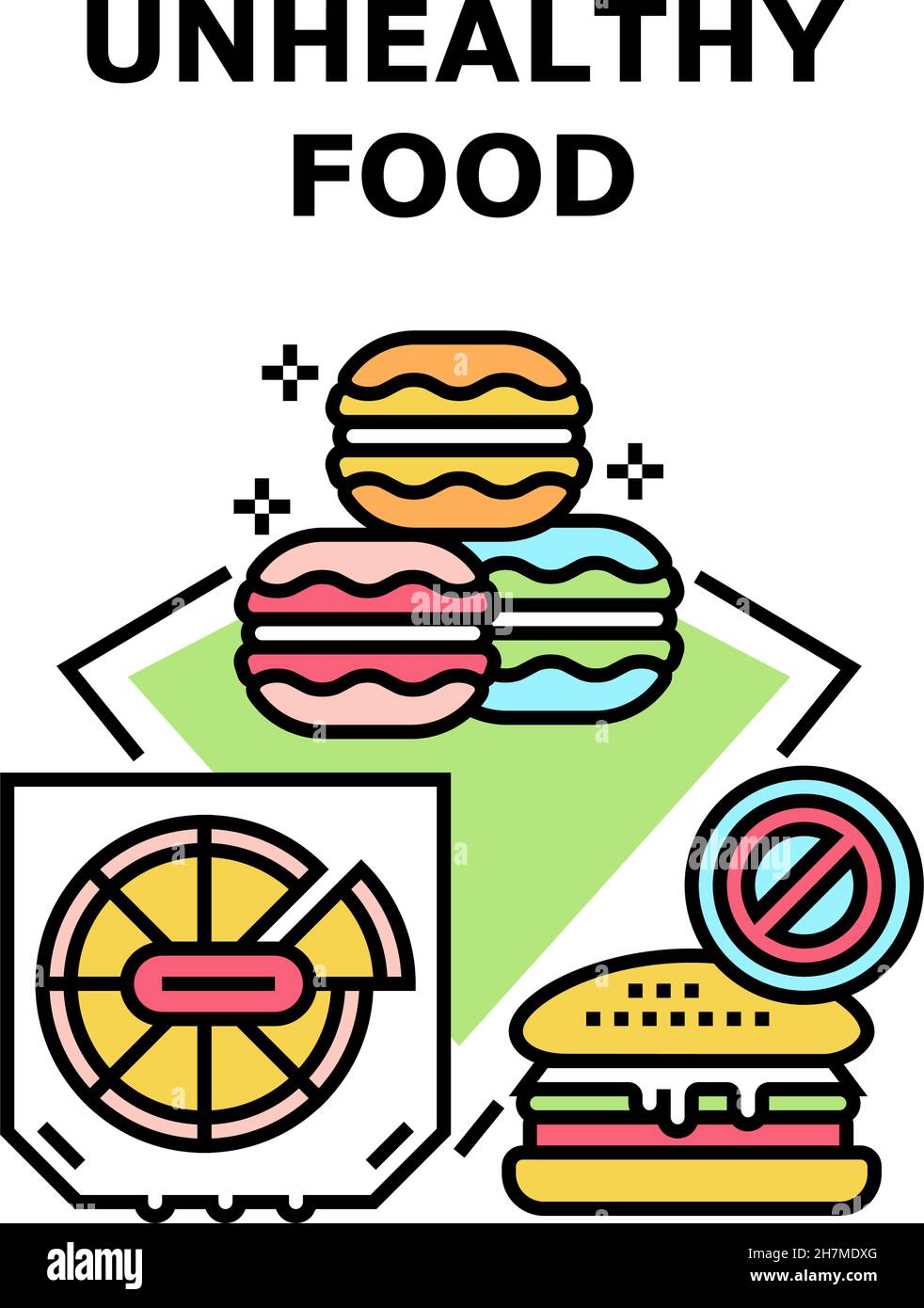 Unhealthy Food Vector Concept Color Illustration Stock Vector Image ...