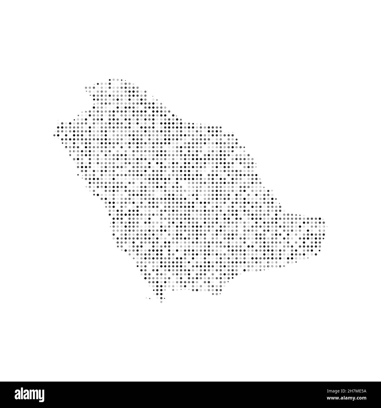 Abstract dotted black and white halftone effect vector map of Saudi ...