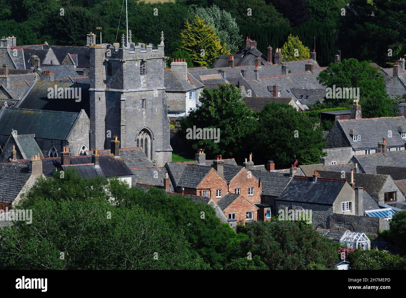 Corfe Castle church and village, Dorset, UK Stock Photo - Alamy