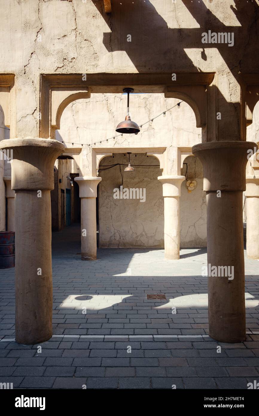 Old Dubai. Traditional Arabic streets in historical Al Fahidi district ...