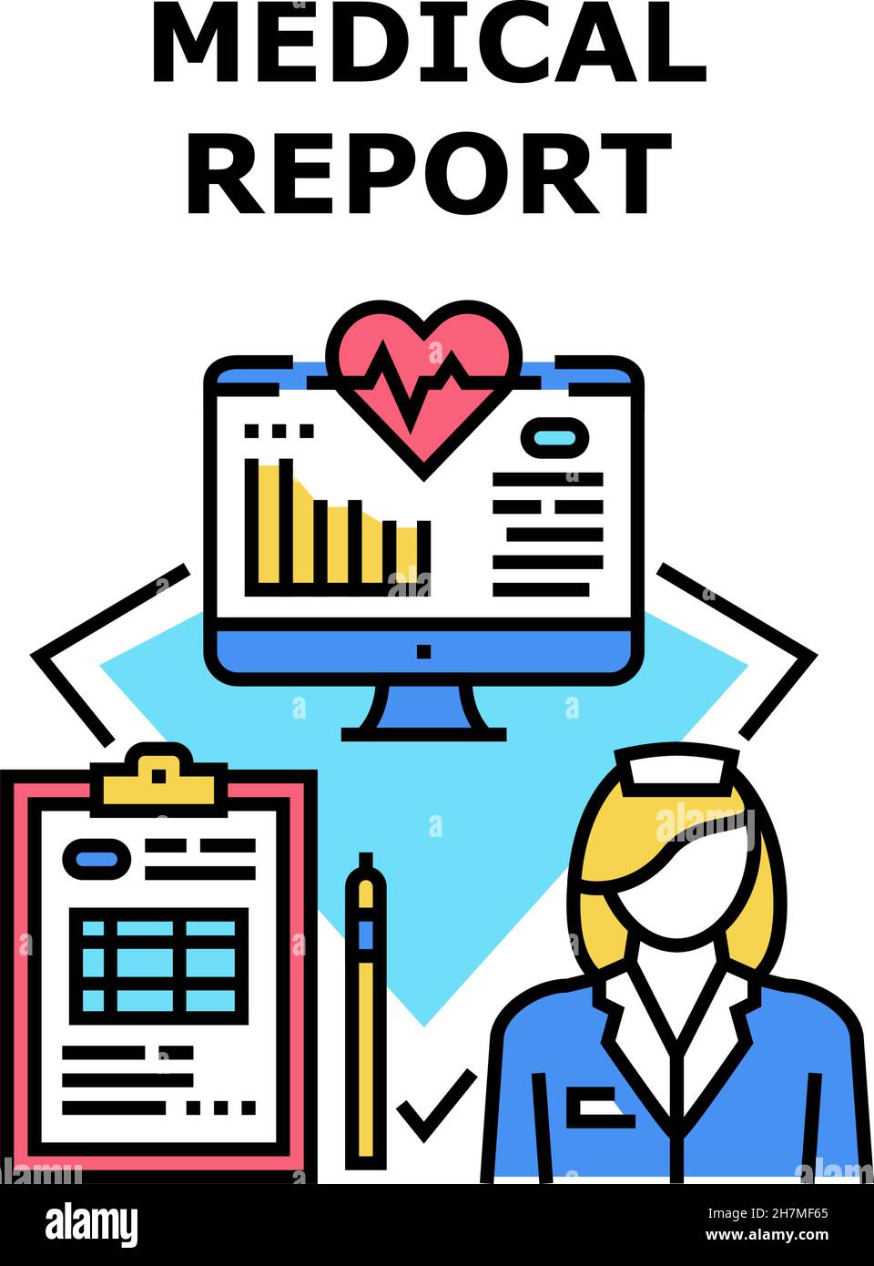 Medical Report Vector Concept Color Illustration Stock Vector Image ...