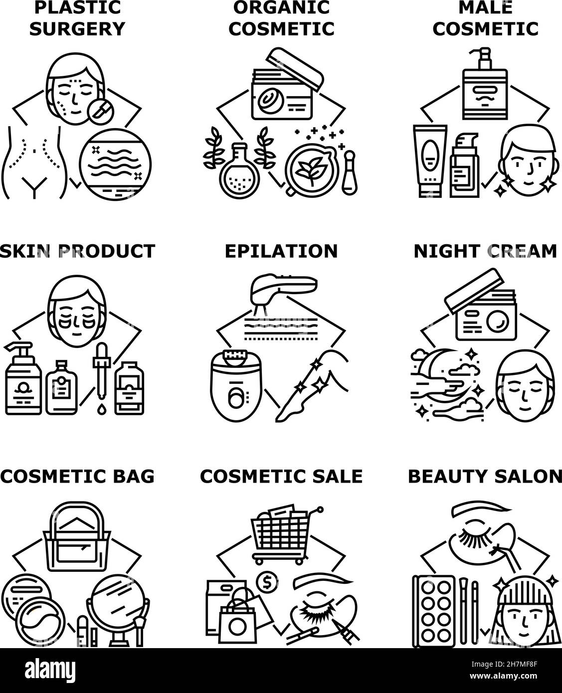Cosmetic Skincare Set Icons Vector Illustrations Stock Vector Image ...