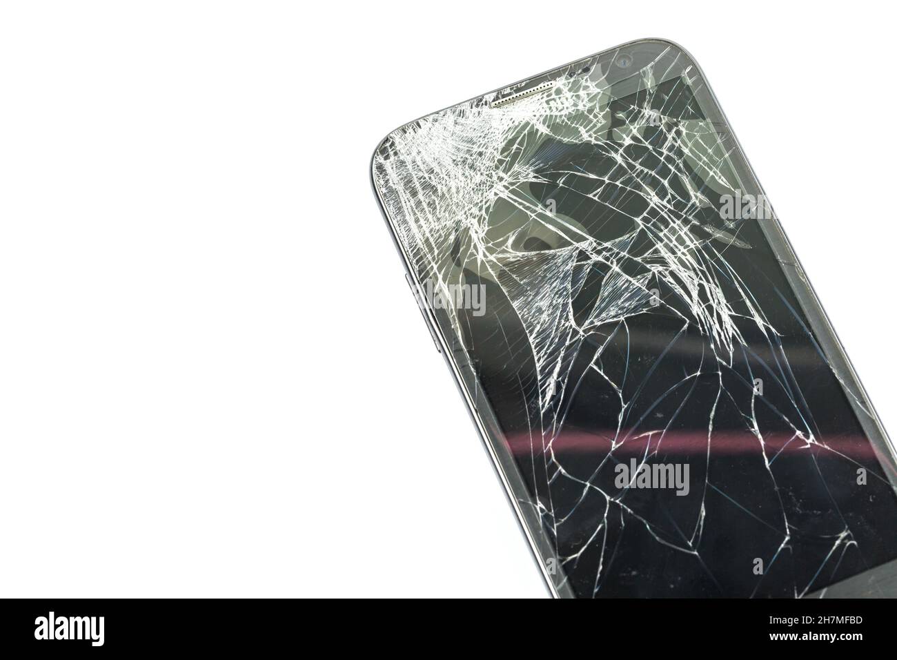 Smartphone drop to the floor and screen damage broken isolated on white ...