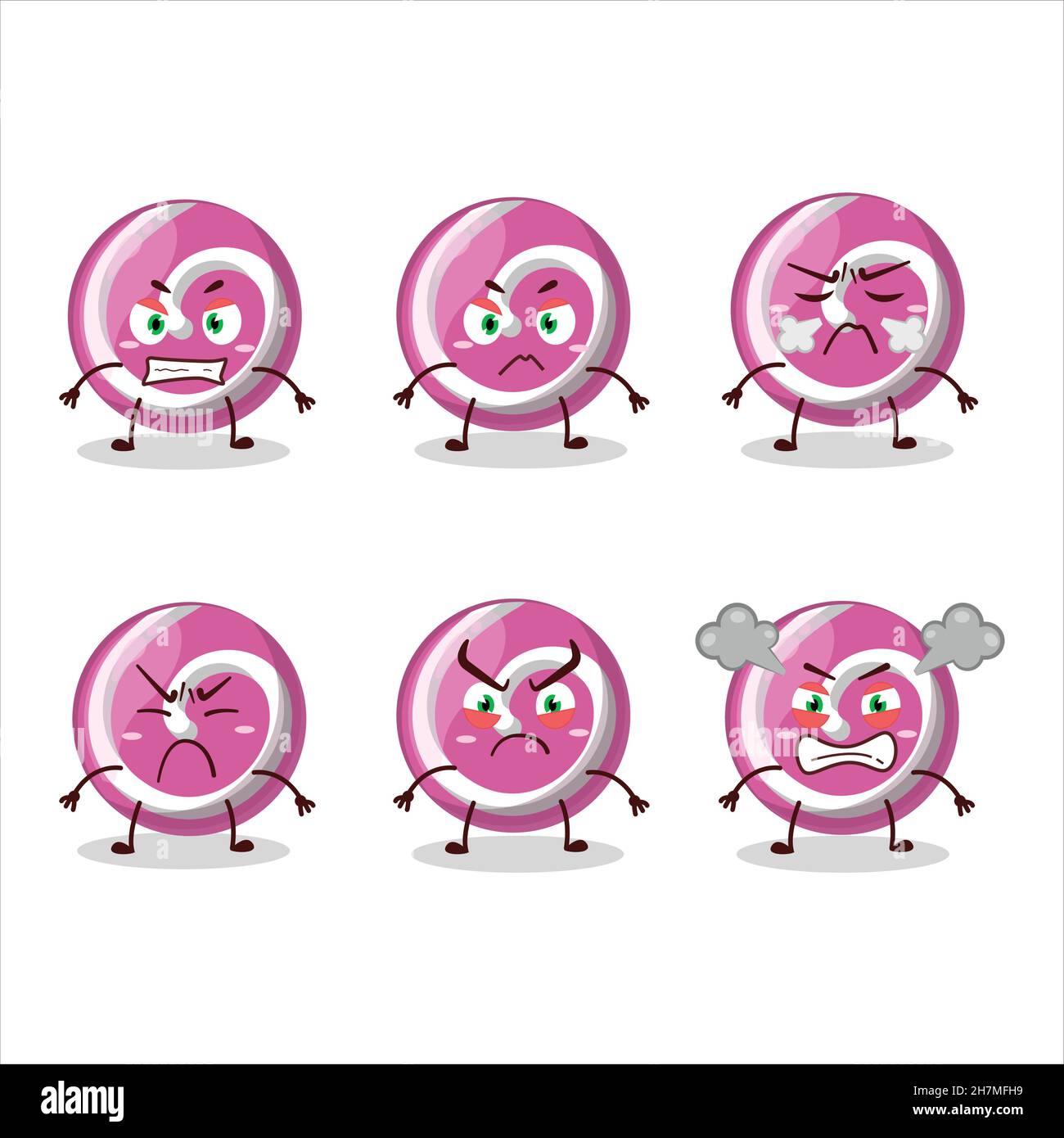 Pink sweet candy cartoon character with various angry expressions ...