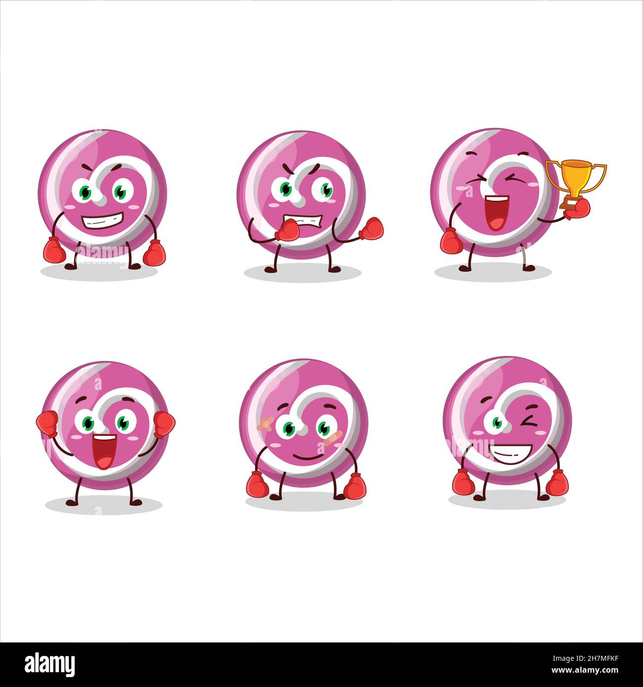 A sporty pink sweet candy boxing athlete cartoon mascot design. Vector ...