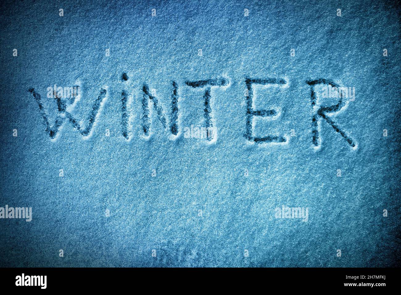 Toned Photo of Handwritten Inscription on the Snow Stock Photo - Alamy