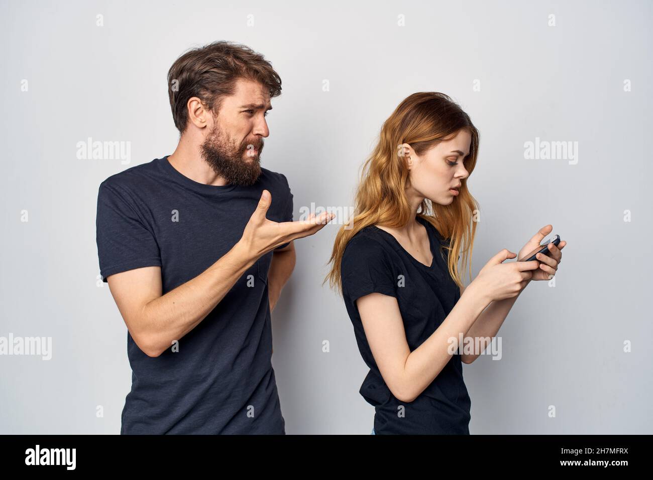 family hug communication friendship posing isolated background Stock ...